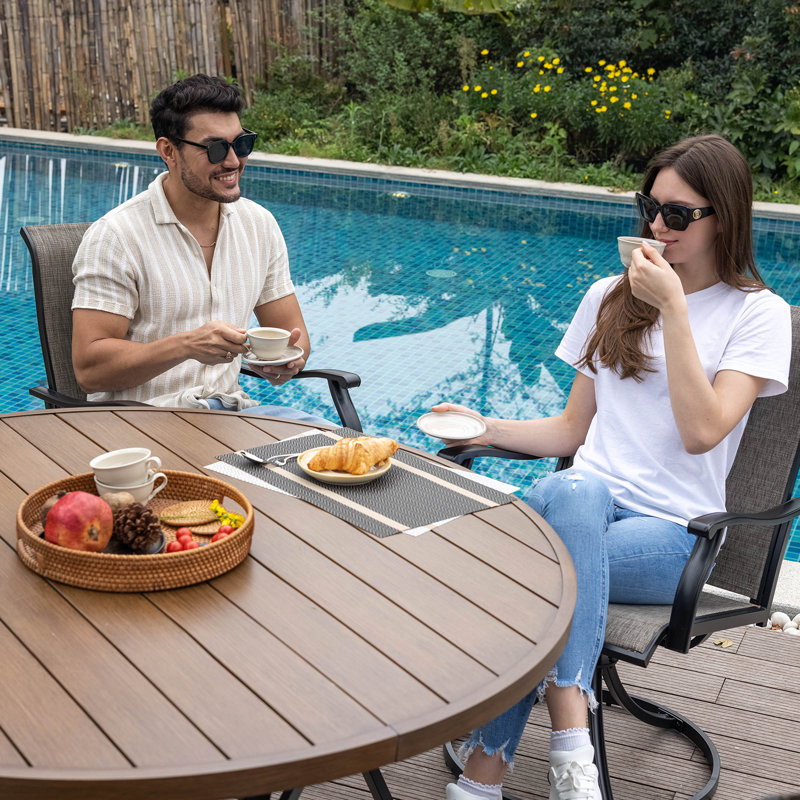 Wildon Home® Devaki Round 8 - Person 54'' L Outdoor Dining Set & Reviews | Wayfair